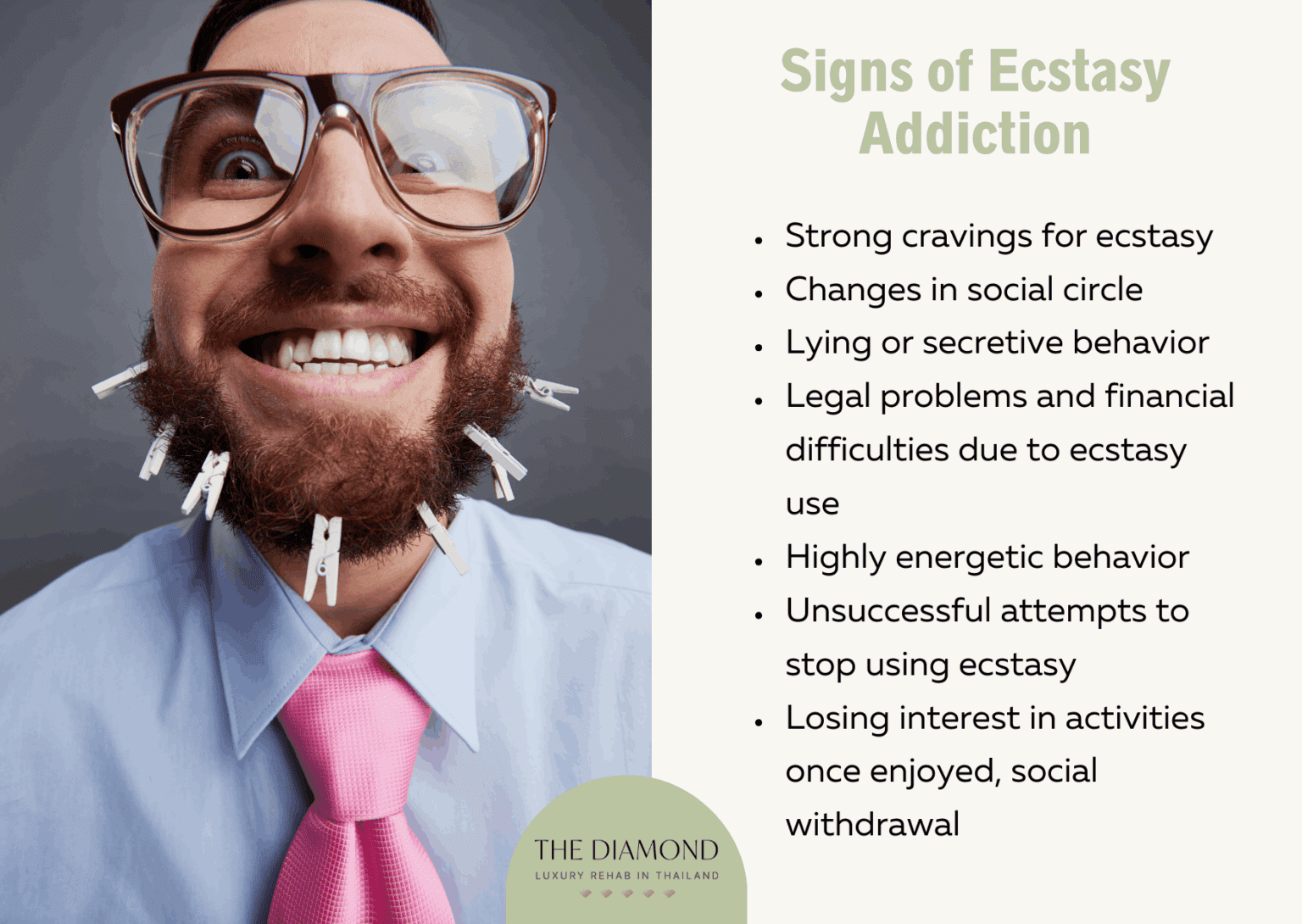 Ecstasy addiction: signs, effects, and treatments - The Diamond Rehab ...