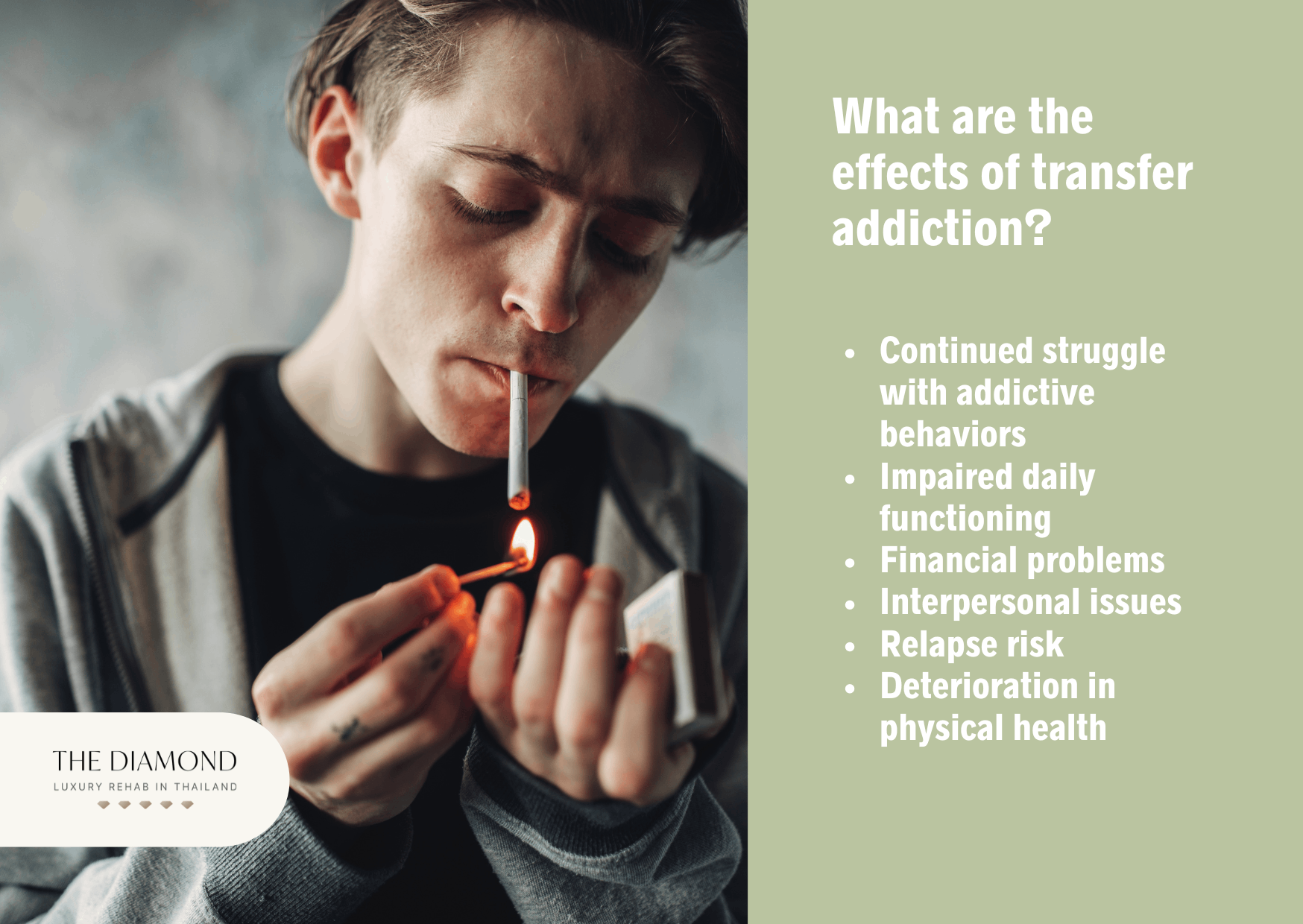Transfer addiction: effects, signs, causes, and treatment - The Diamond Rehab Thailand